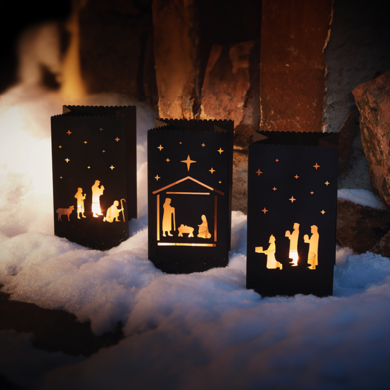 Silhouette Metal Nativity Luminaries