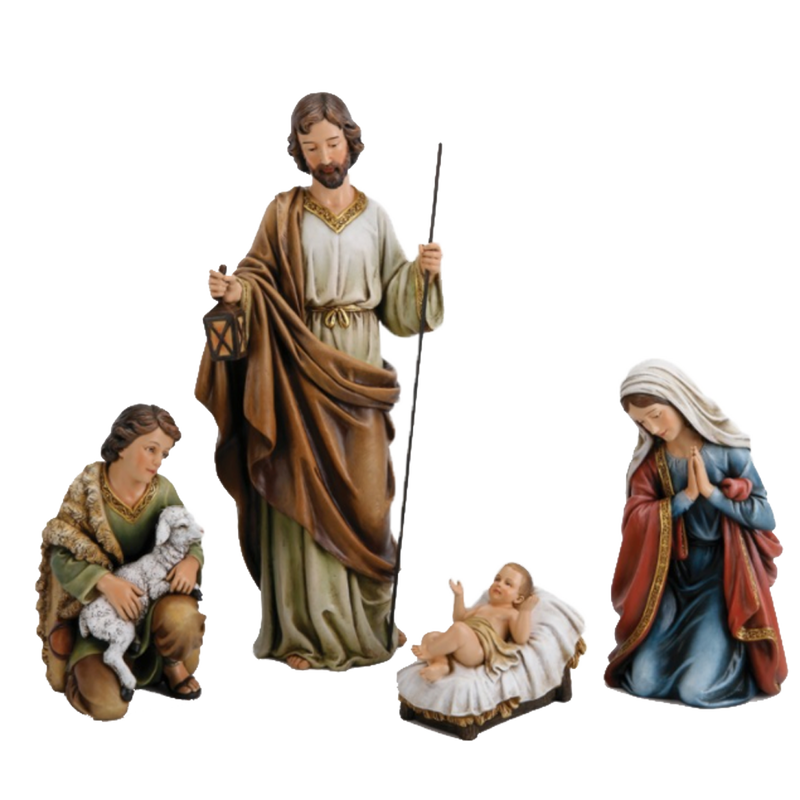 Holy Family and Shepherd Resin Nativity